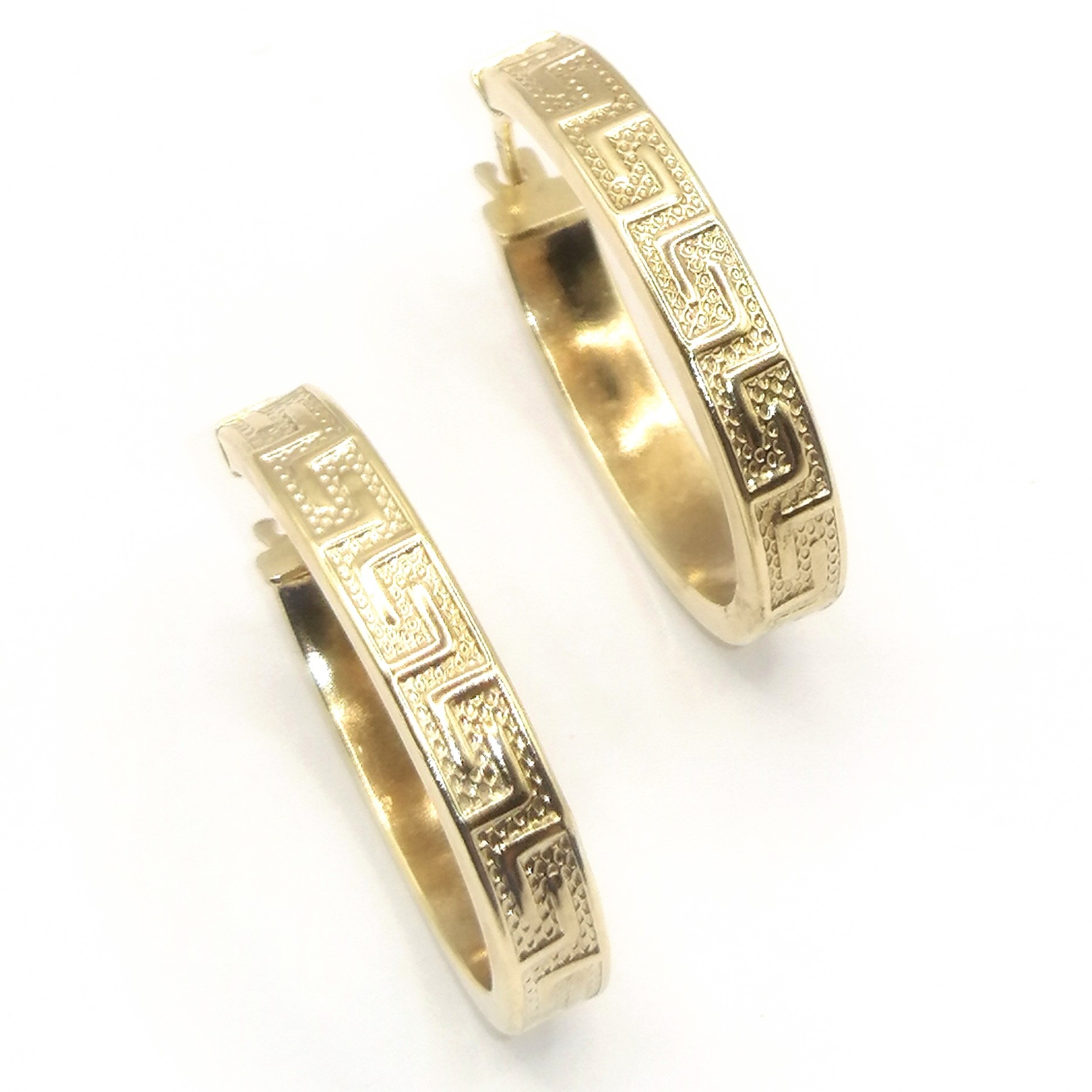 9ct Gold Greek Key Design Hoop Earrings - G Davison & Sons Jewellers in ...