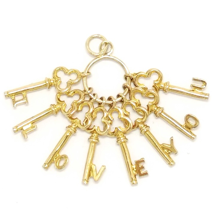 Vintage 9ct Gold I LOVE YOU Keys Charm 1994 - G Davison & Sons ...