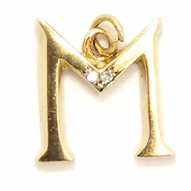 Vintage 9ct Gold Diamond Initial M Pendant 1992 - G Davison & Sons ...